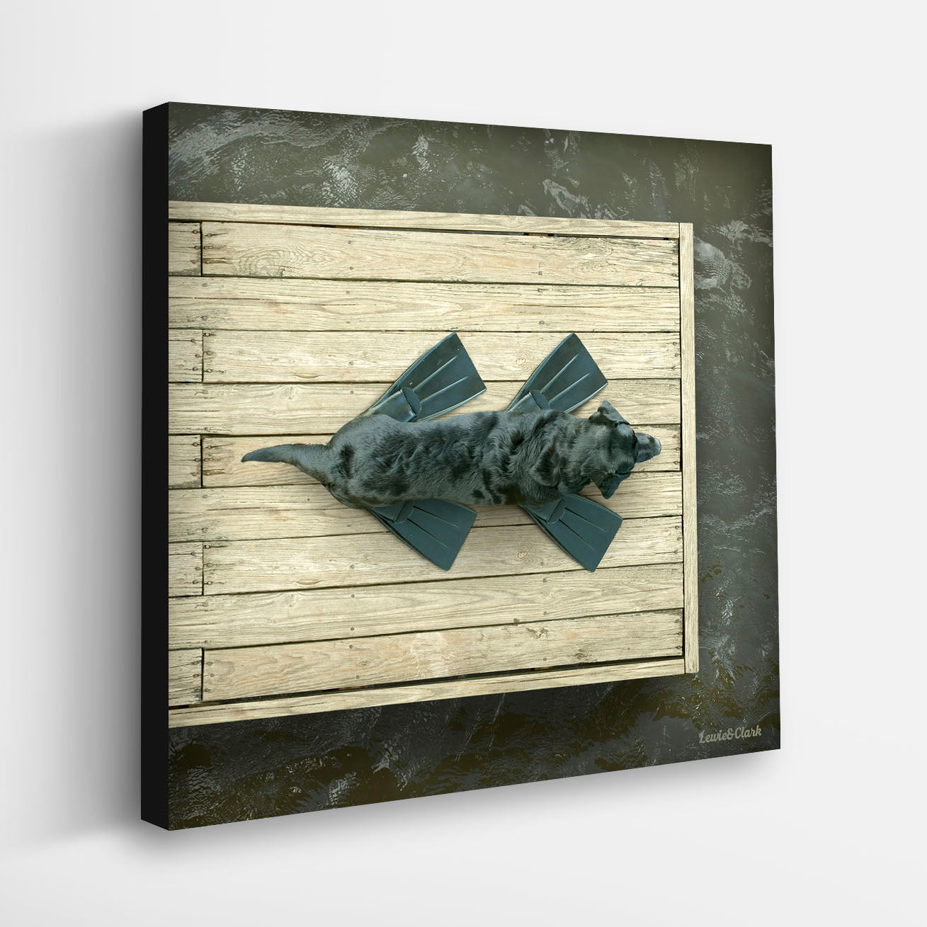 JACQUE Black Labrador Canvas Art Print - Dog Lake House Wall Decor ...