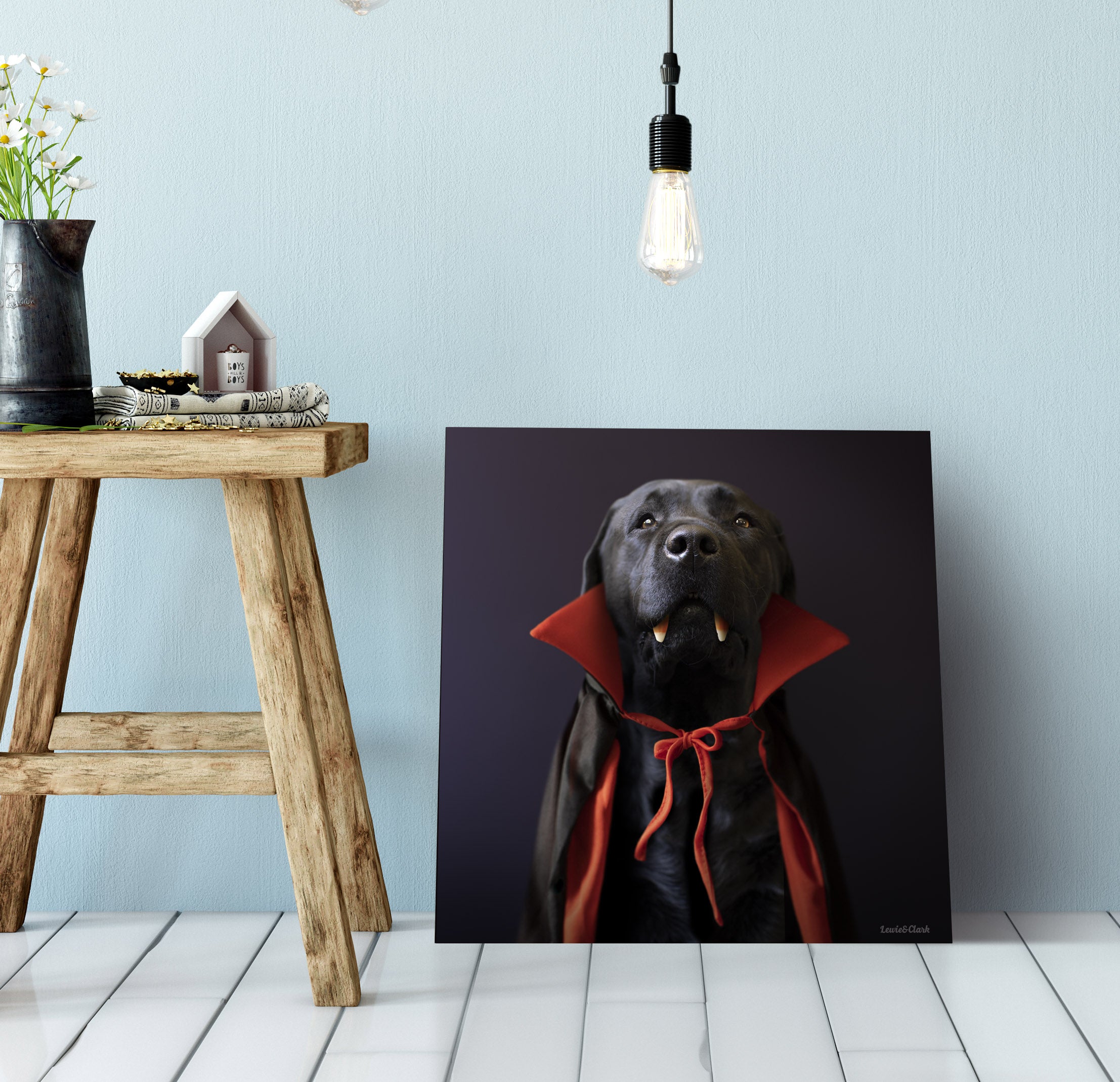 COUNT Vampire Dog Canvas Art Print - Black Labrador Dracula Artwork ...
